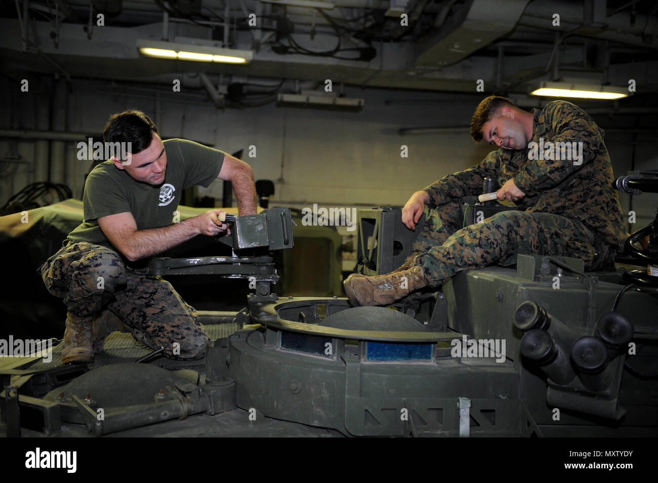 U.S. Marines conducted preventative maintenance checks on a LAV-EW ...