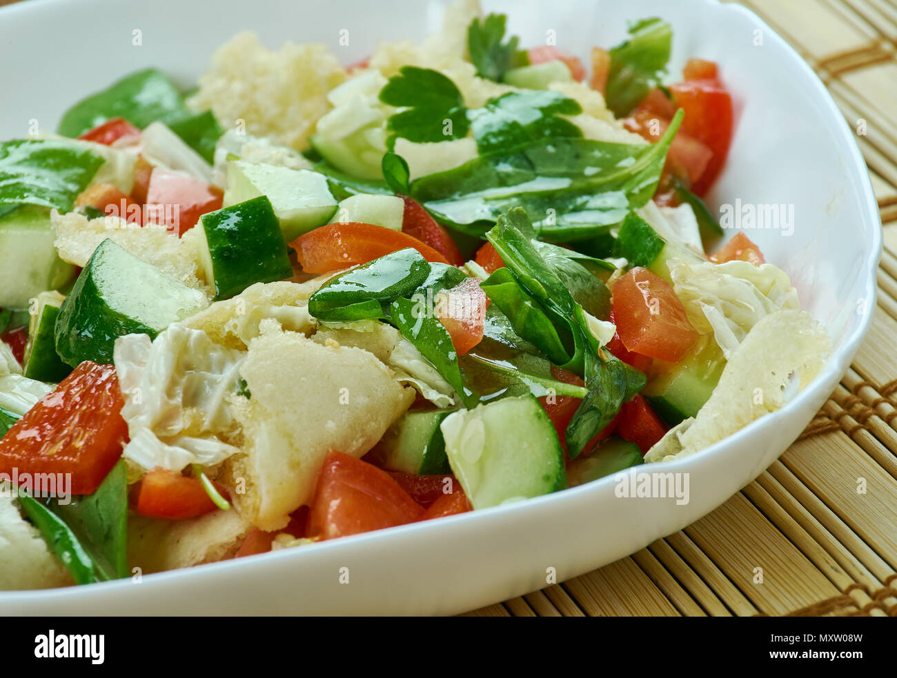 Puerto Rican Gazpacho salad - fresh chopped salad Stock Photo - Alamy