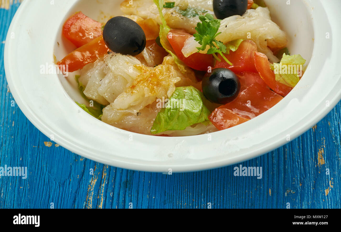 Esqueixada - traditional Catalan dish, a salad of shredded salt cod ...
