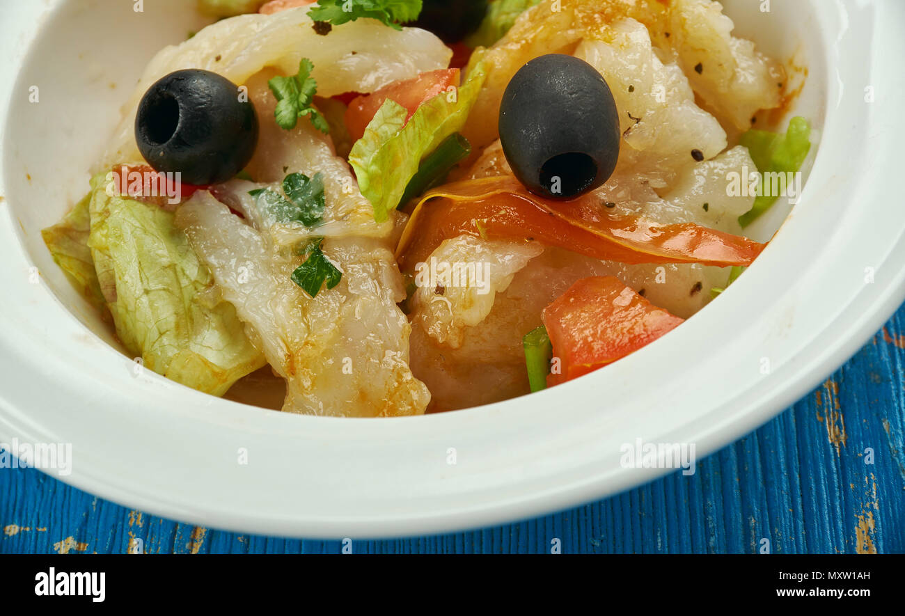 Esqueixada - traditional Catalan dish, a salad of shredded salt cod ...