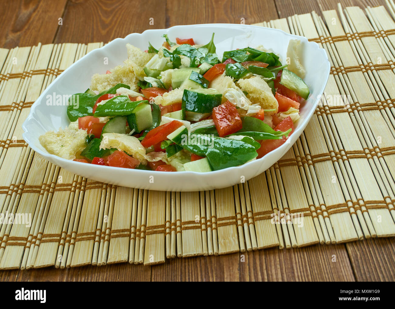 Puerto Rican Gazpacho salad - fresh chopped salad Stock Photo - Alamy