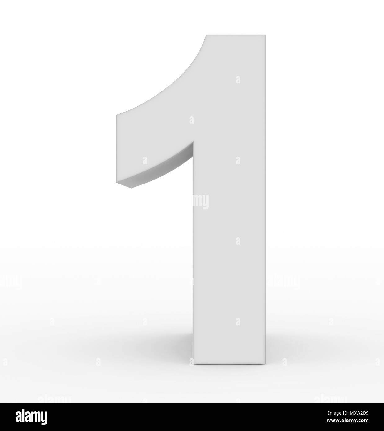 number 1 3d clean white isolated on white - 3d rendering Stock Photo ...