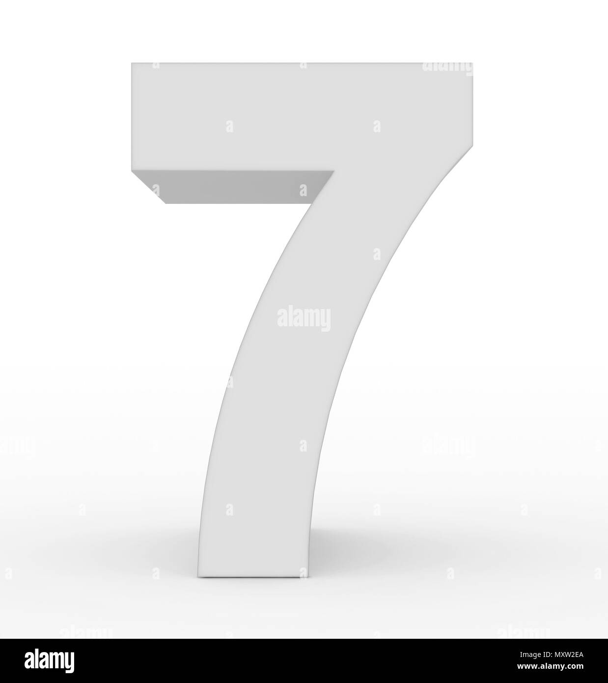 number 7 3d clean white isolated on white - 3d rendering Stock Photo ...