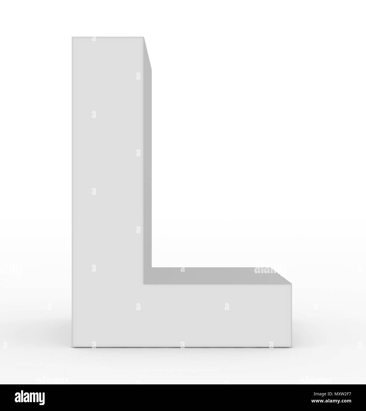 letter L 3d white isolated on white - 3d rendering Stock Photo - Alamy