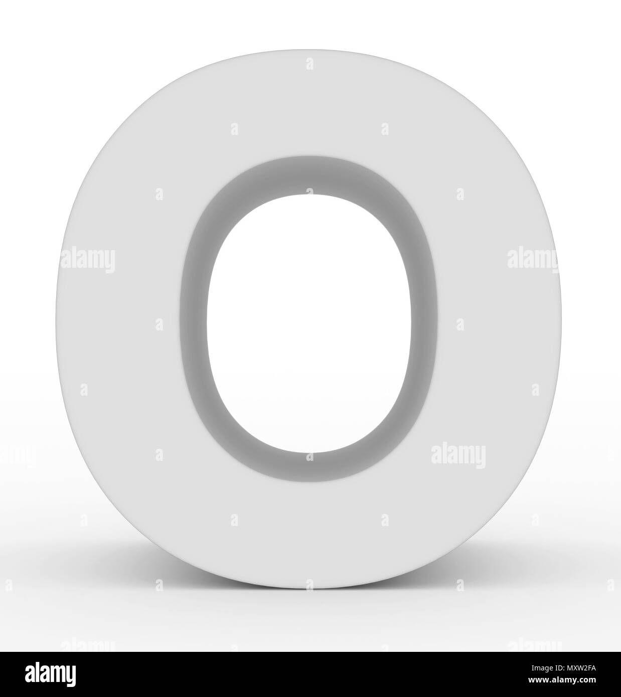 letter O 3d white isolated on white - 3d rendering Stock Photo - Alamy
