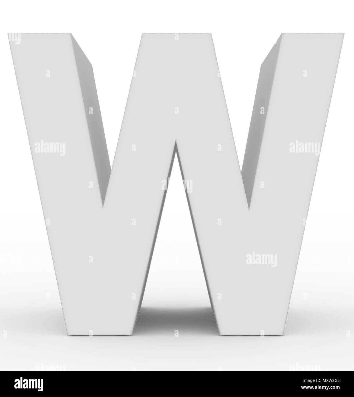 letter W 3d white isolated on white - 3d rendering Stock Photo - Alamy