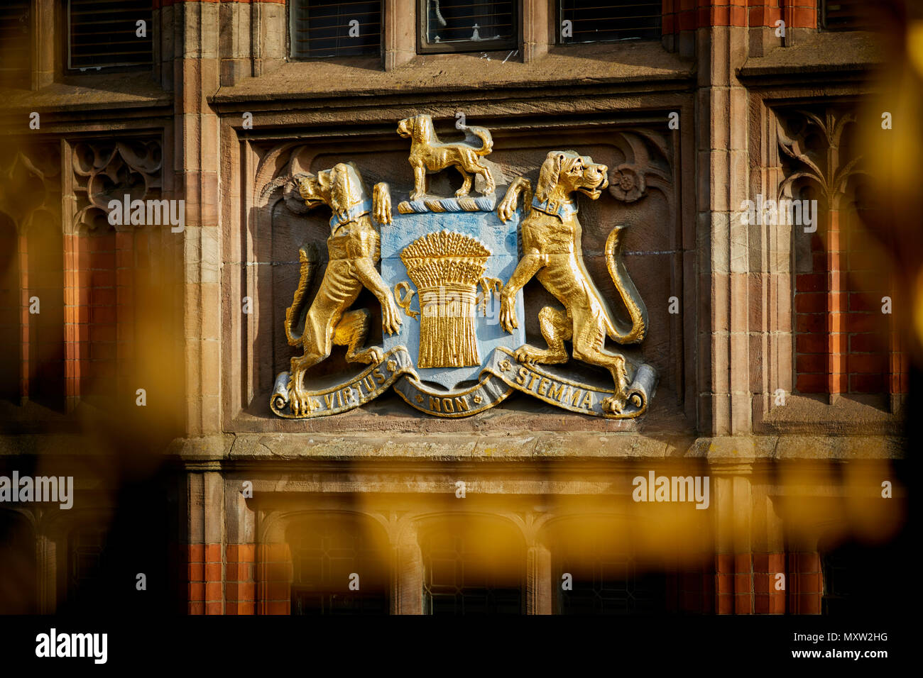 Cheshire coat of arms carver sandstone on Eastgate Street Chester ...