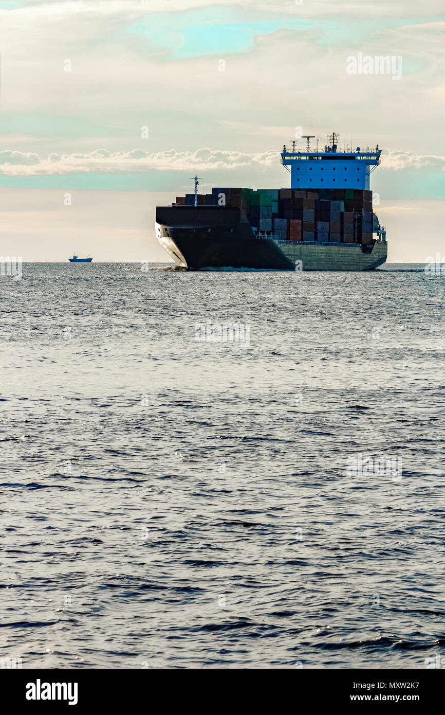 Black container ship. Global logistics and production transfer Stock ...