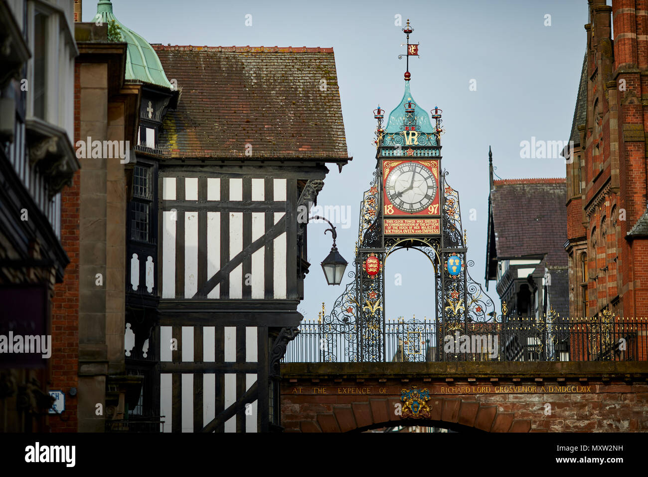 landmark Eastgate Clock in Chester, Cheshire, England, original ...
