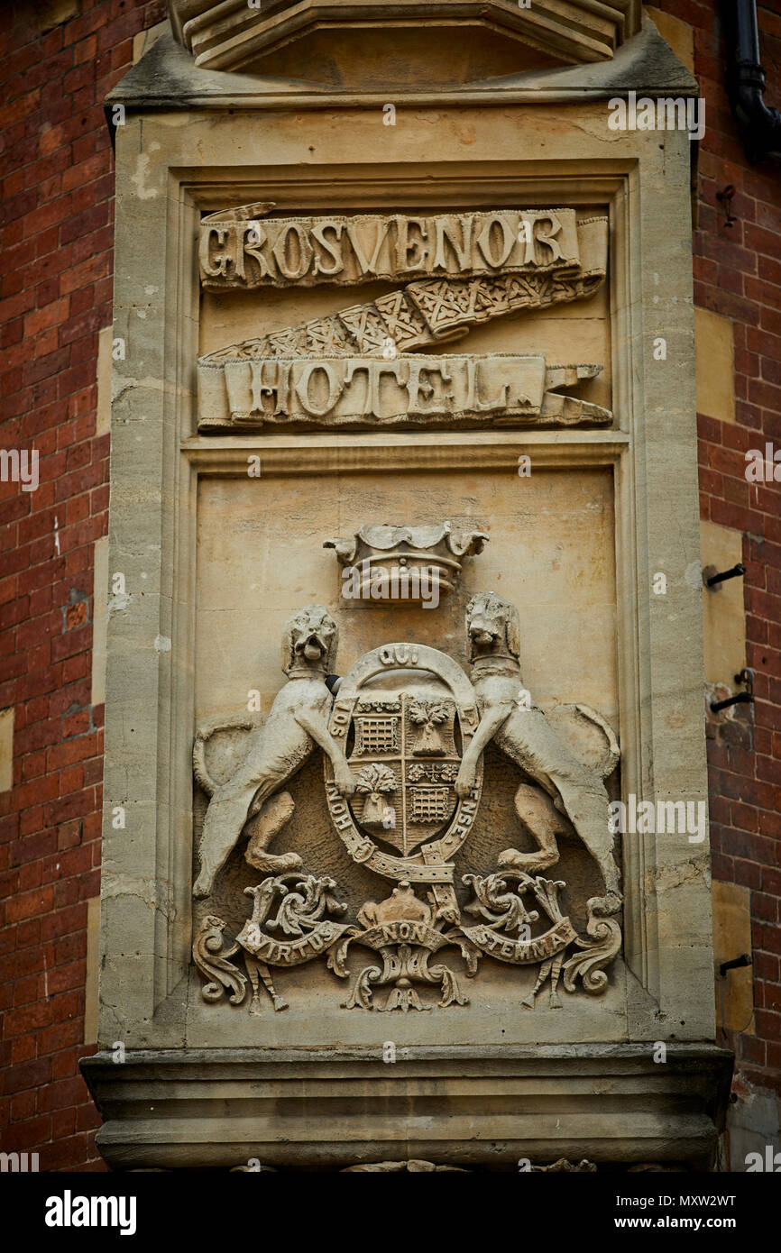landmark Grosvenor Title sandstone carver coat of arms on Eastgate ...