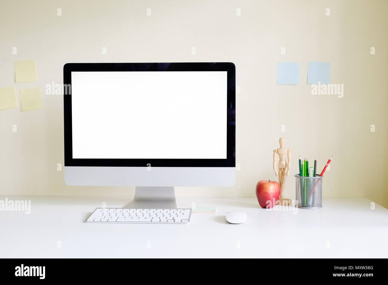 Computer on workspace with colour pencil artist workplace Stock Photo ...