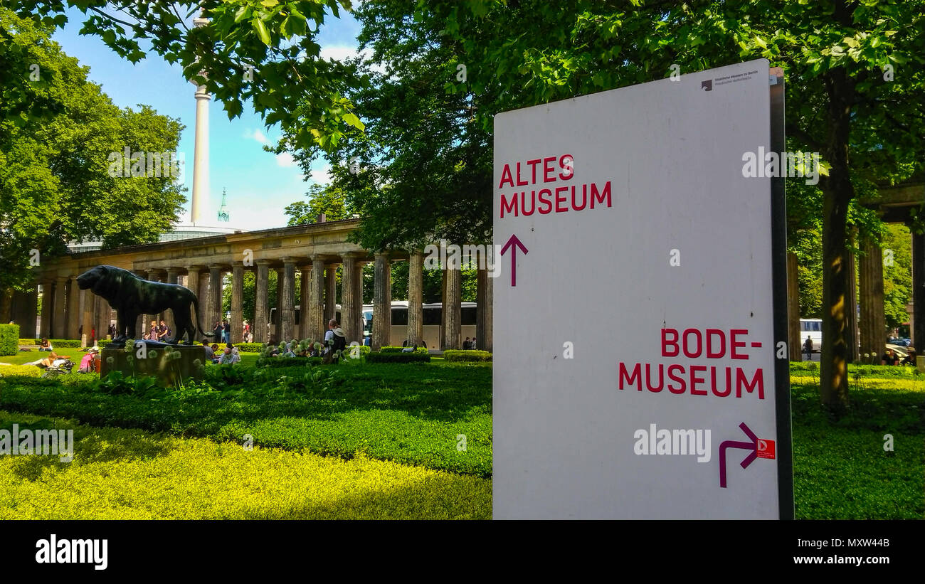 Direction signs on Museum Island Berlin - BERLIN / GERMANY - MAY 21 ...
