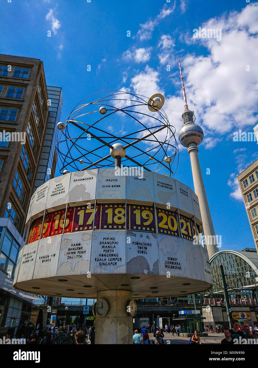 Famous world clock at Alexander Square in Berlin - BERLIN / GERMANY ...