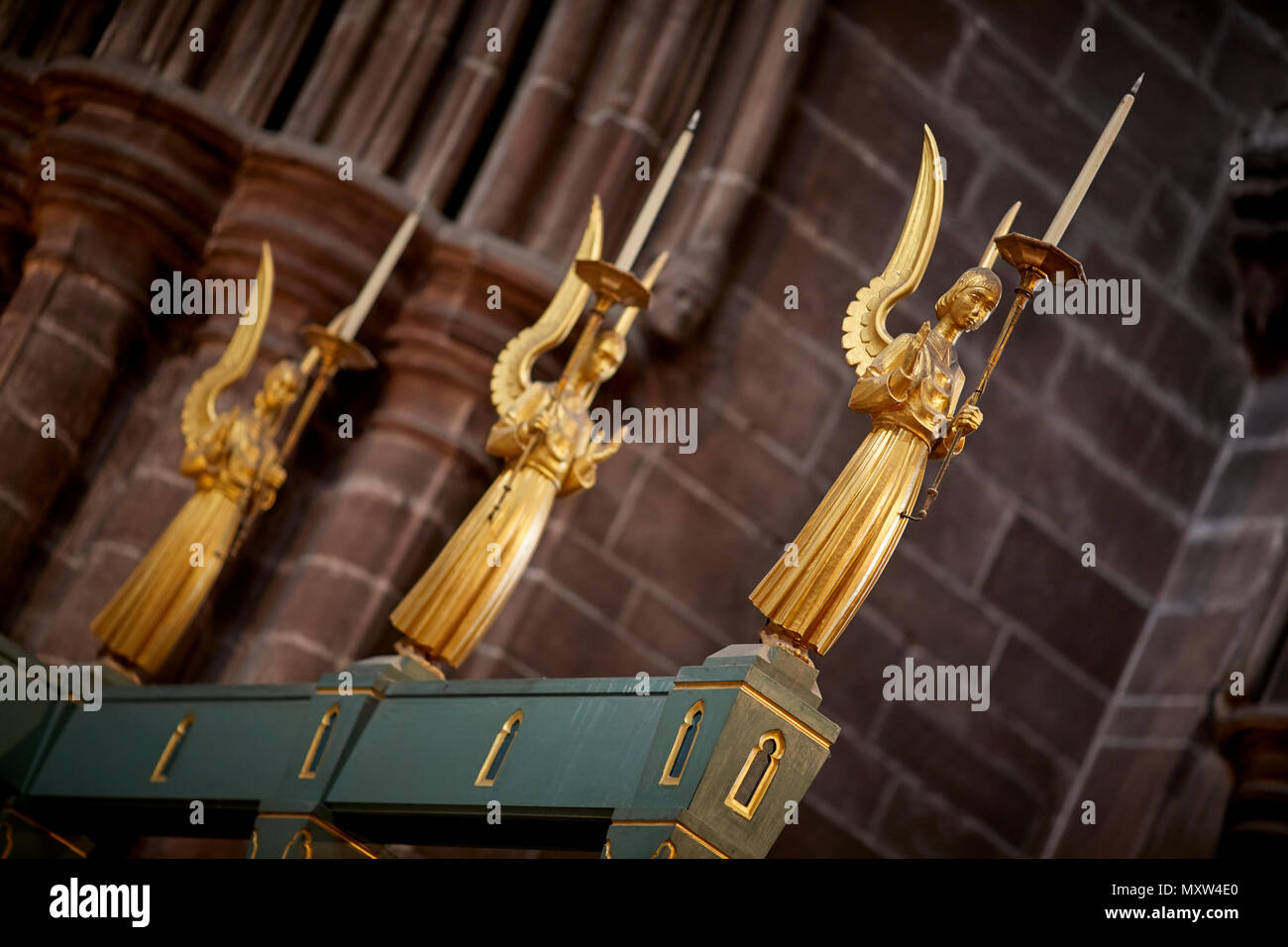 Landmark Romanesque Gothic interior Chester Cathedral, Cheshire ...