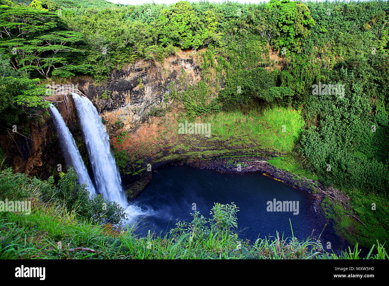 Wailua Falls also known as Fantasy Island Falls on the island of Kauai ...