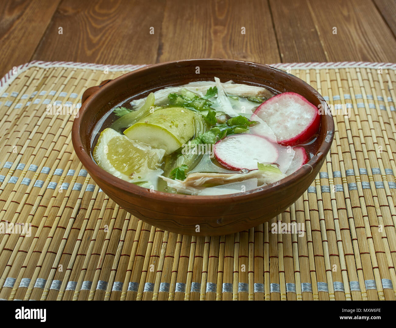 Mexican Pozole Verde de Pollo - Chicken green pozole Stock Photo - Alamy