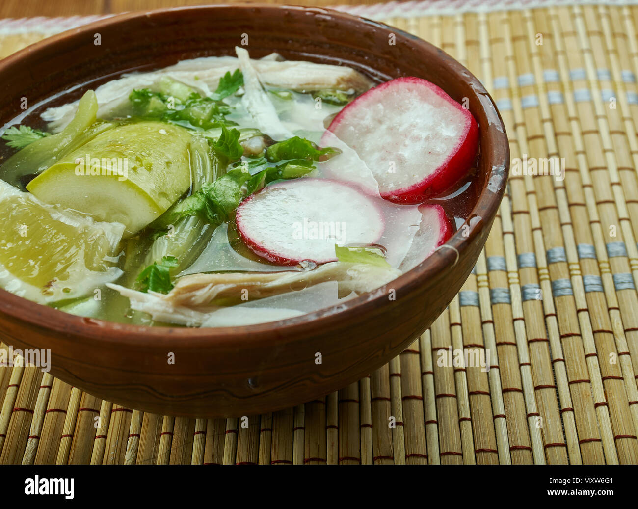 Mexican Pozole Verde de Pollo - Chicken green pozole Stock Photo - Alamy