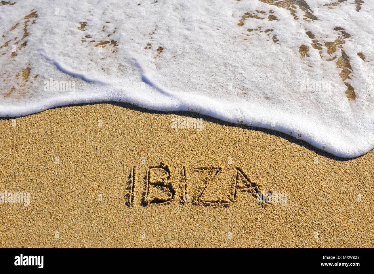 ibiza island sign on the beach, Spain Stock Photo - Alamy