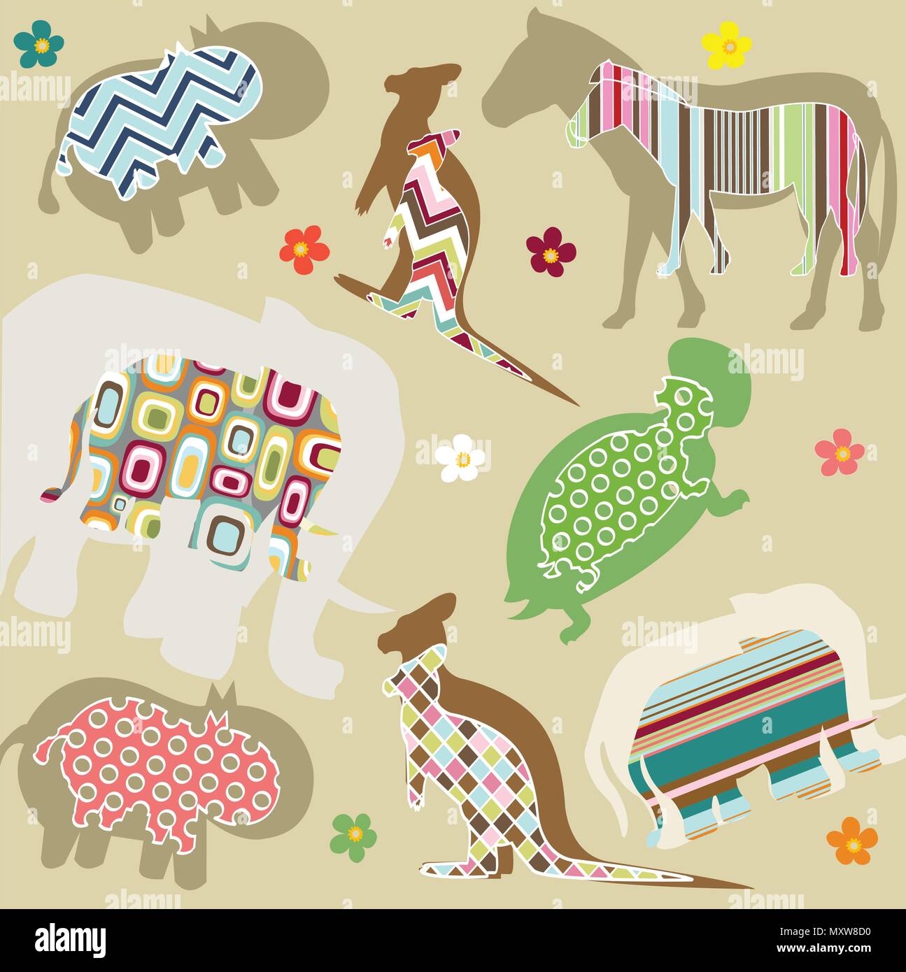 Kids animal wallpaper Stock Vector Images - Alamy