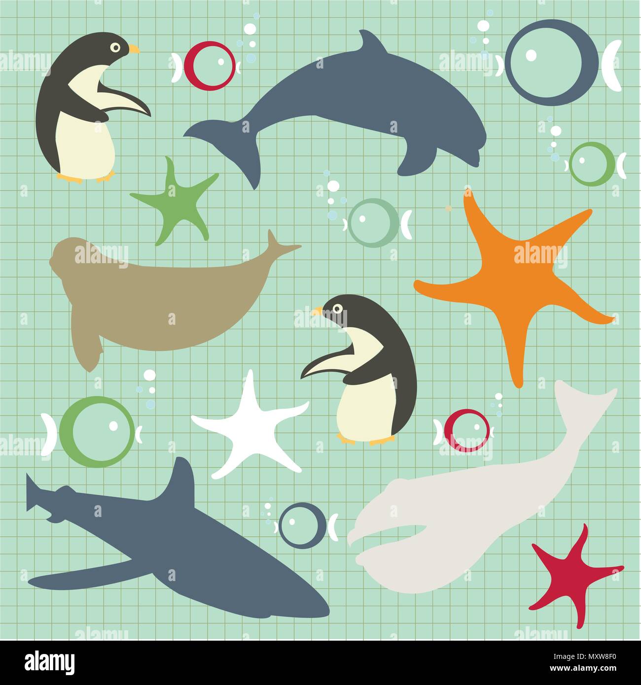 Sea animal wallpaper Stock Vector Images - Alamy