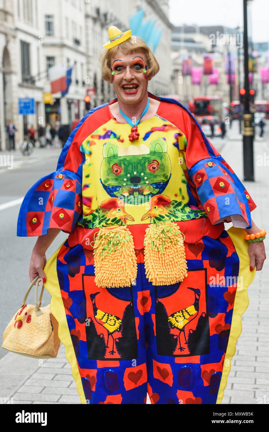 Artist Grayson Perry pictured on Piccadilly in London, in front of ...