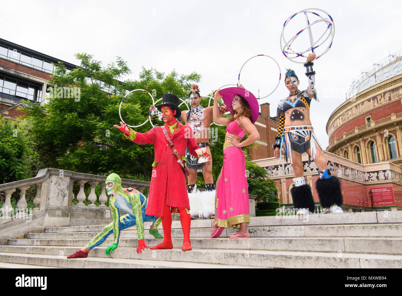 Cast members from Cirque du Soleil pose outside the Albert Hall in ...