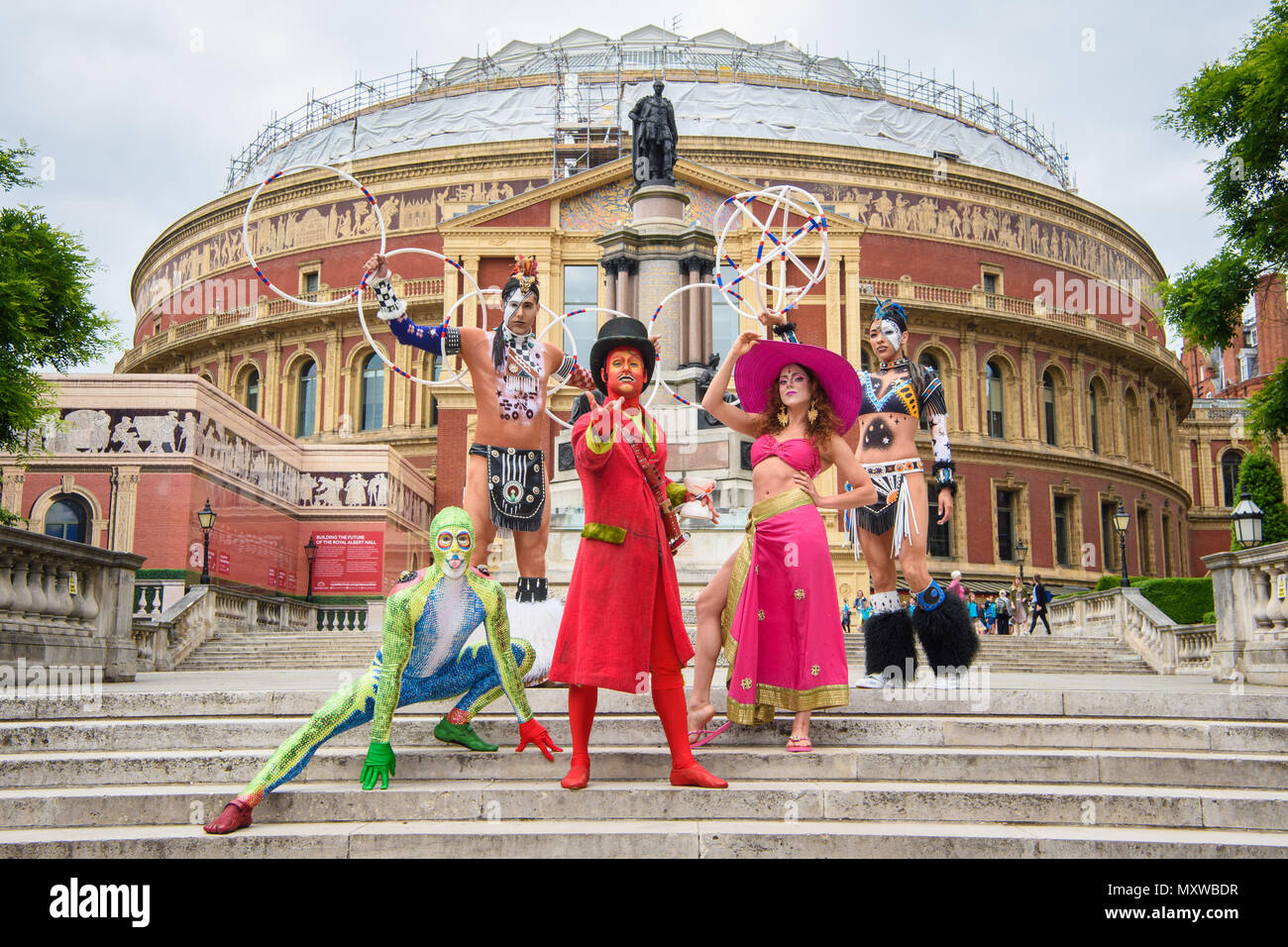 Cast members from Cirque du Soleil pose outside the Albert Hall in ...