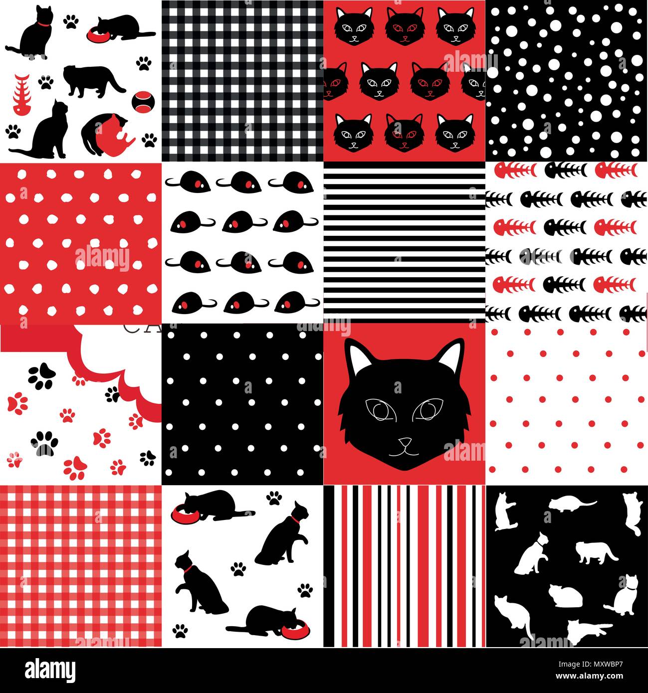 Cat Scrapbooking Paper Set Stock Vector Image & Art - Alamy