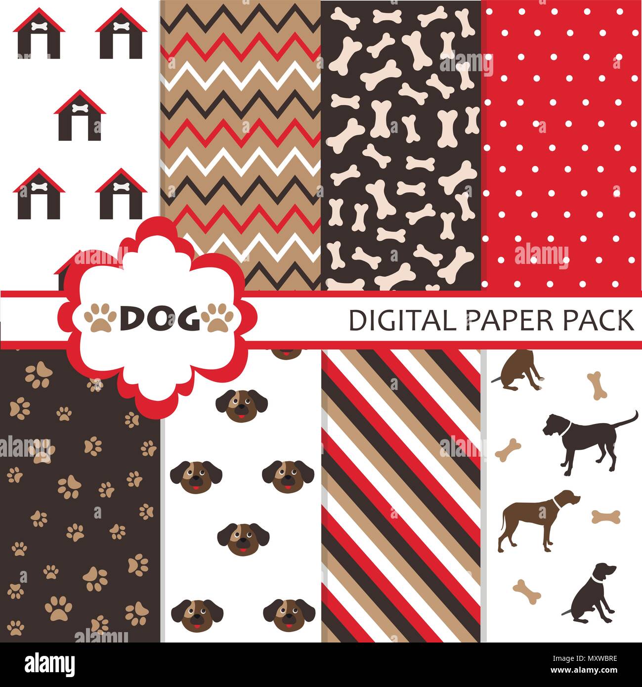 Dog Scrapbooking Paper Set Stock Vector Image & Art - Alamy