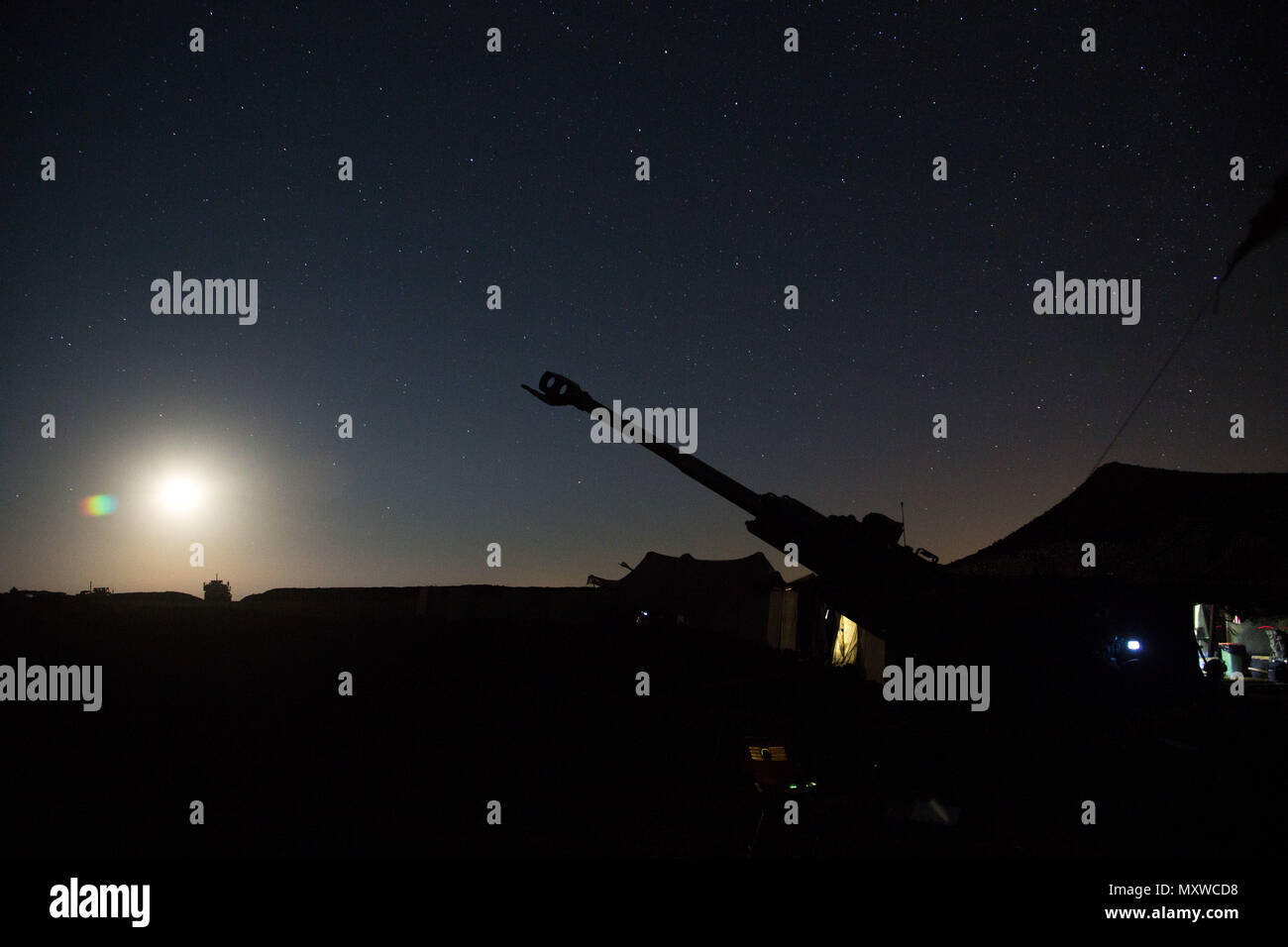 A U.S. Army M777 A2 Howitzer assigned to Charlie Battery, 1st Battalion ...