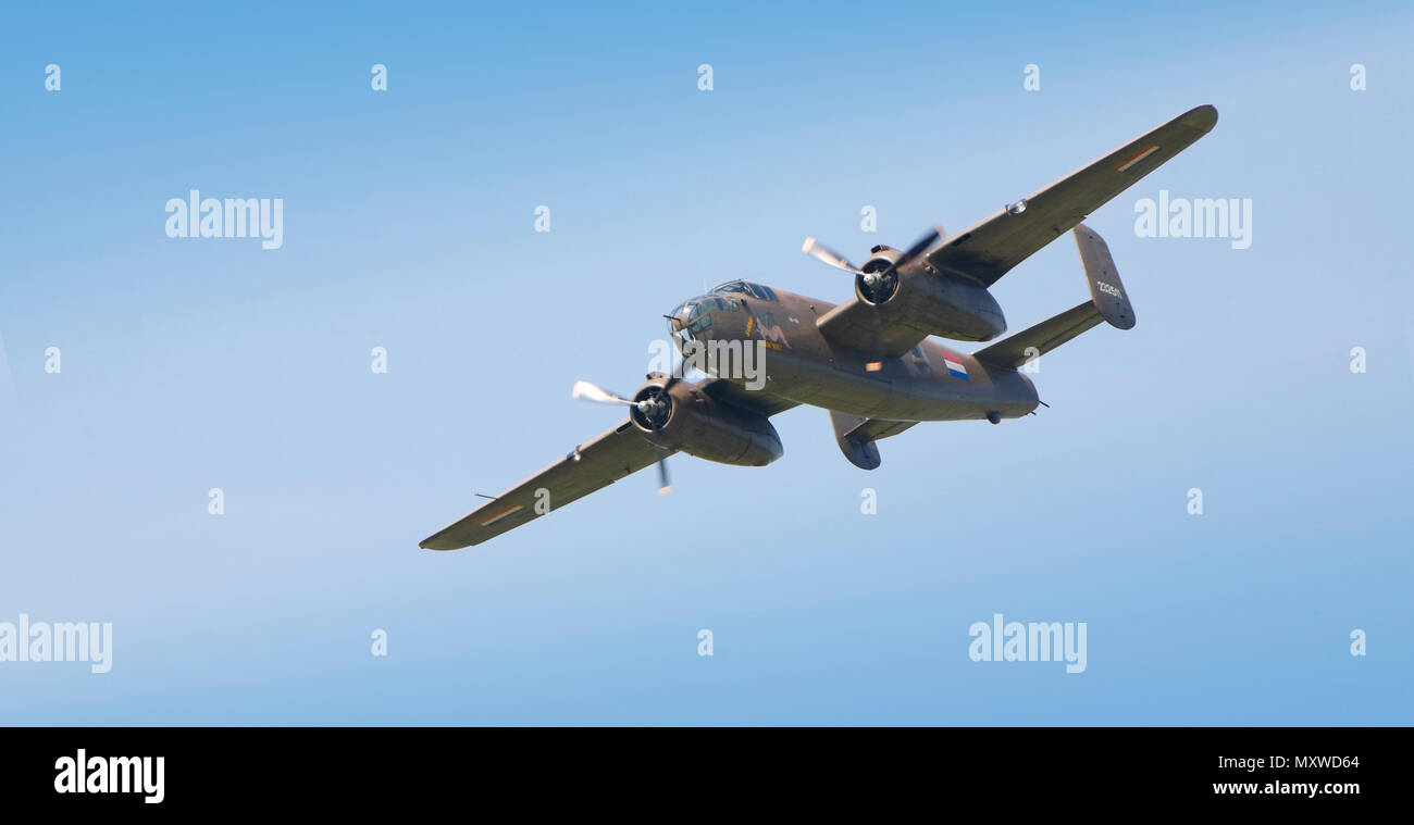 North American TB 25n Mitchell airplane in flight during the Biggin ...