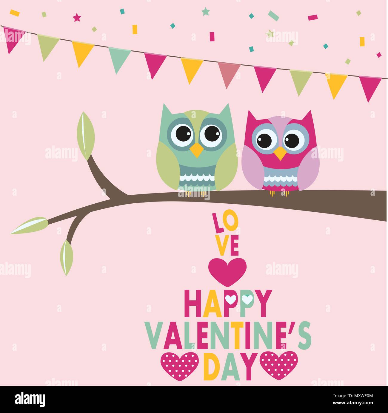 Valentines day owls Stock Vector Image & Art - Alamy