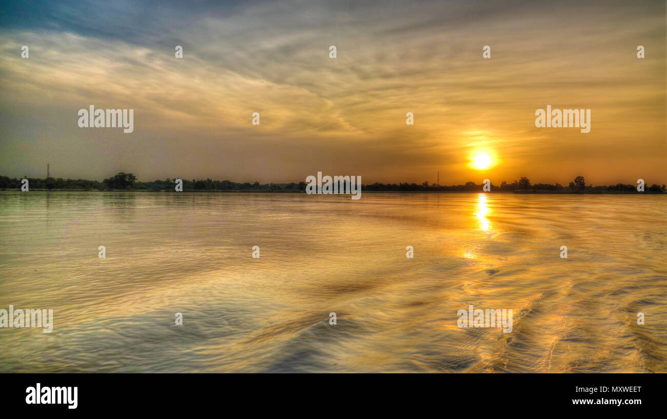 Aerial view to Niger river in Niamey at sunset, Niger Stock Photo - Alamy