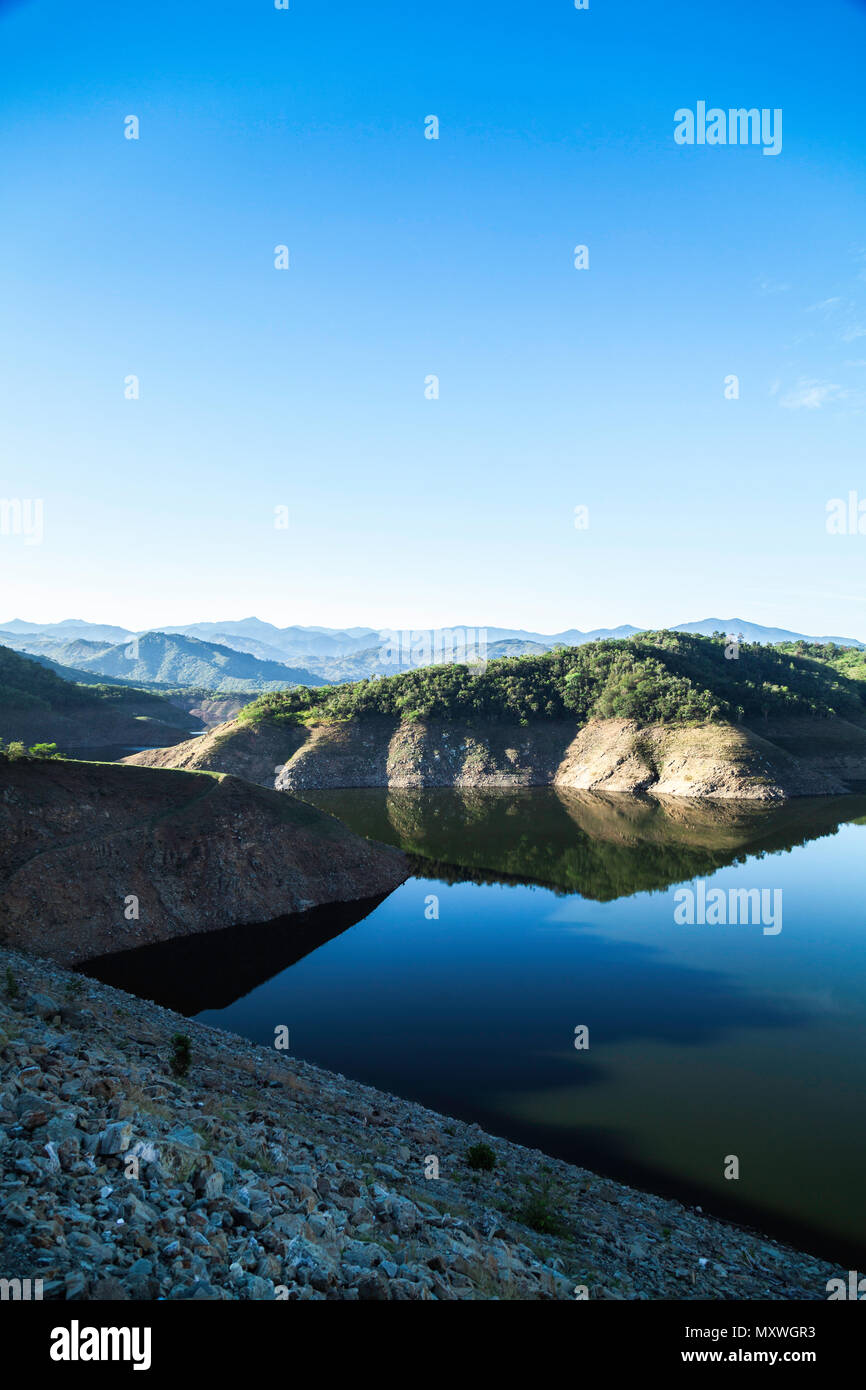 Beautiful sunset at bonao dam Stock Photo - Alamy