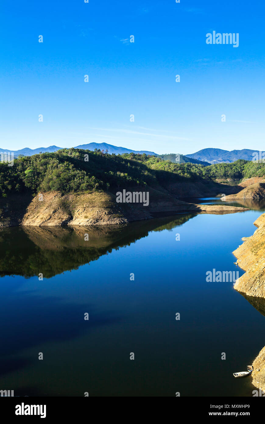 Beautiful sunset at bonao dam Stock Photo - Alamy