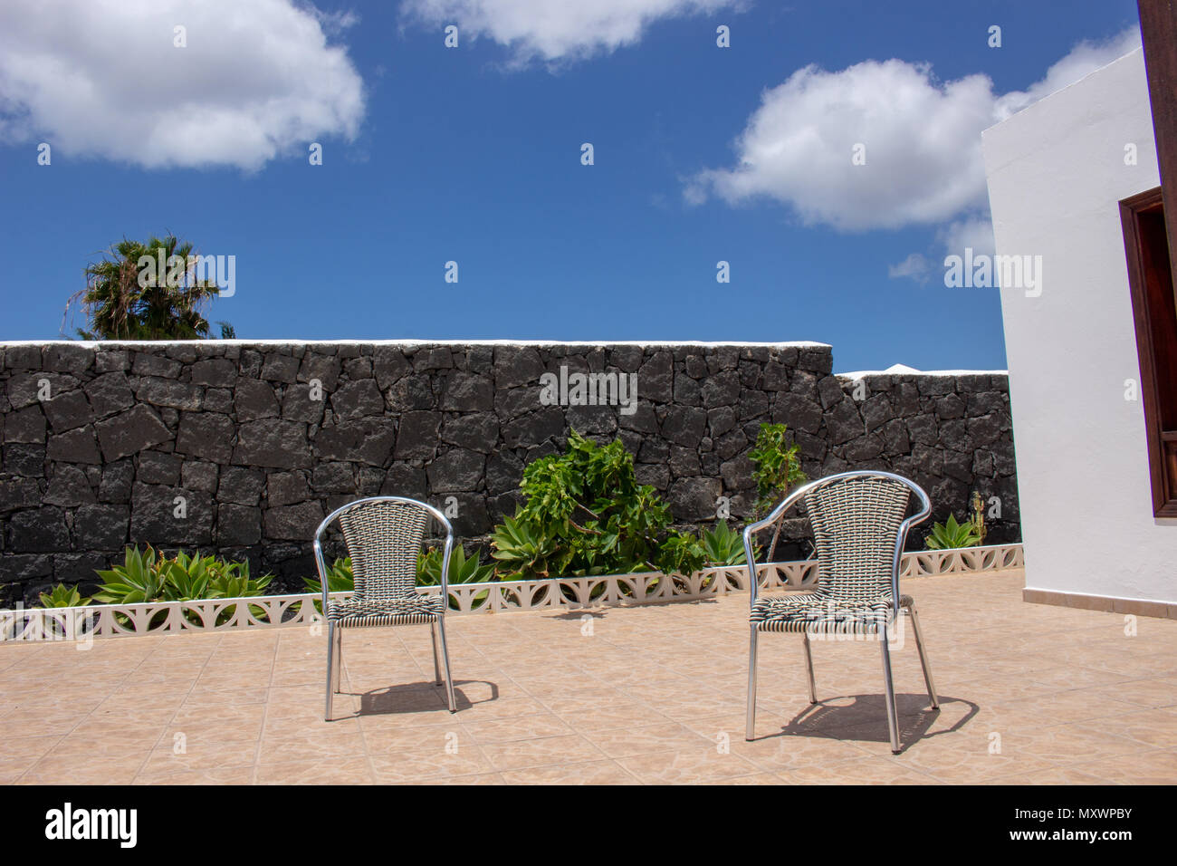 Holiday villa patio Stock Photo - Alamy
