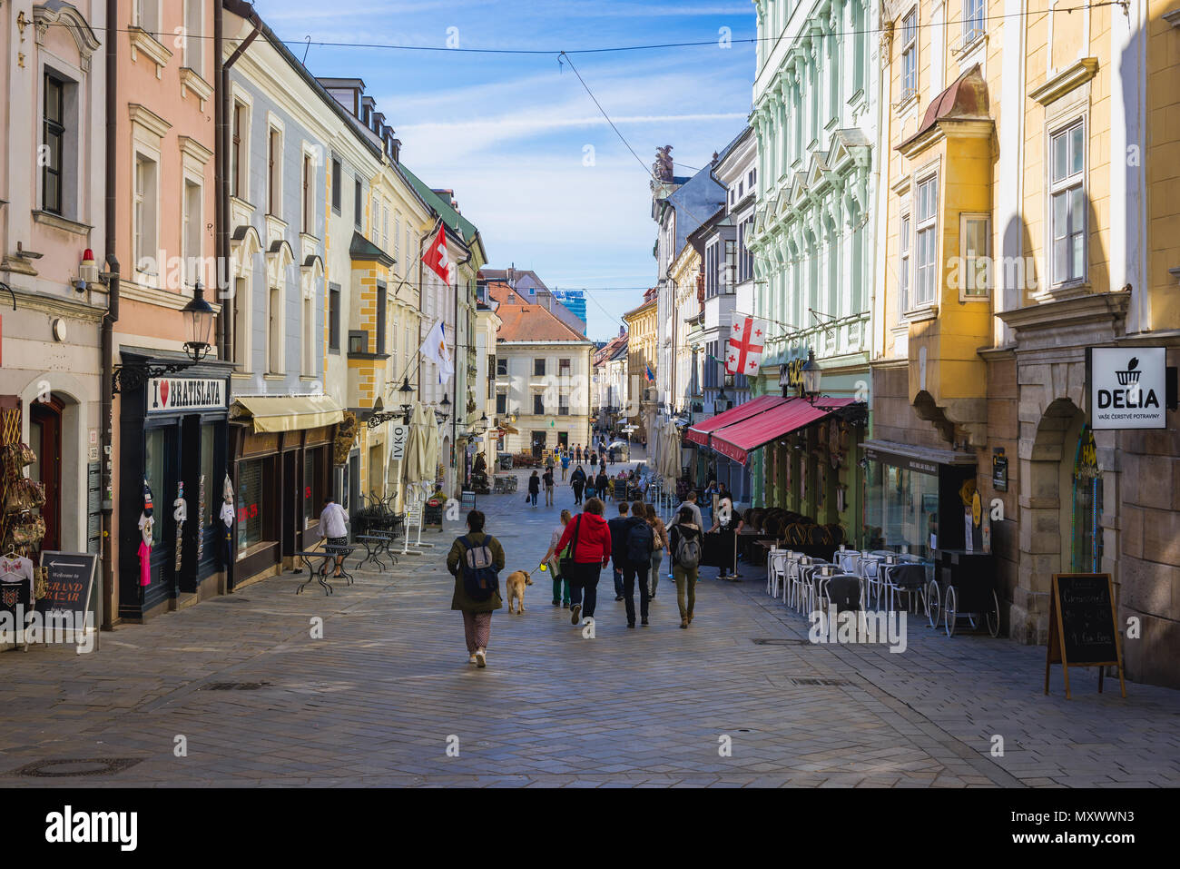 Michalska Street on the Old Town in Bratislava, Slovakia Stock Photo ...