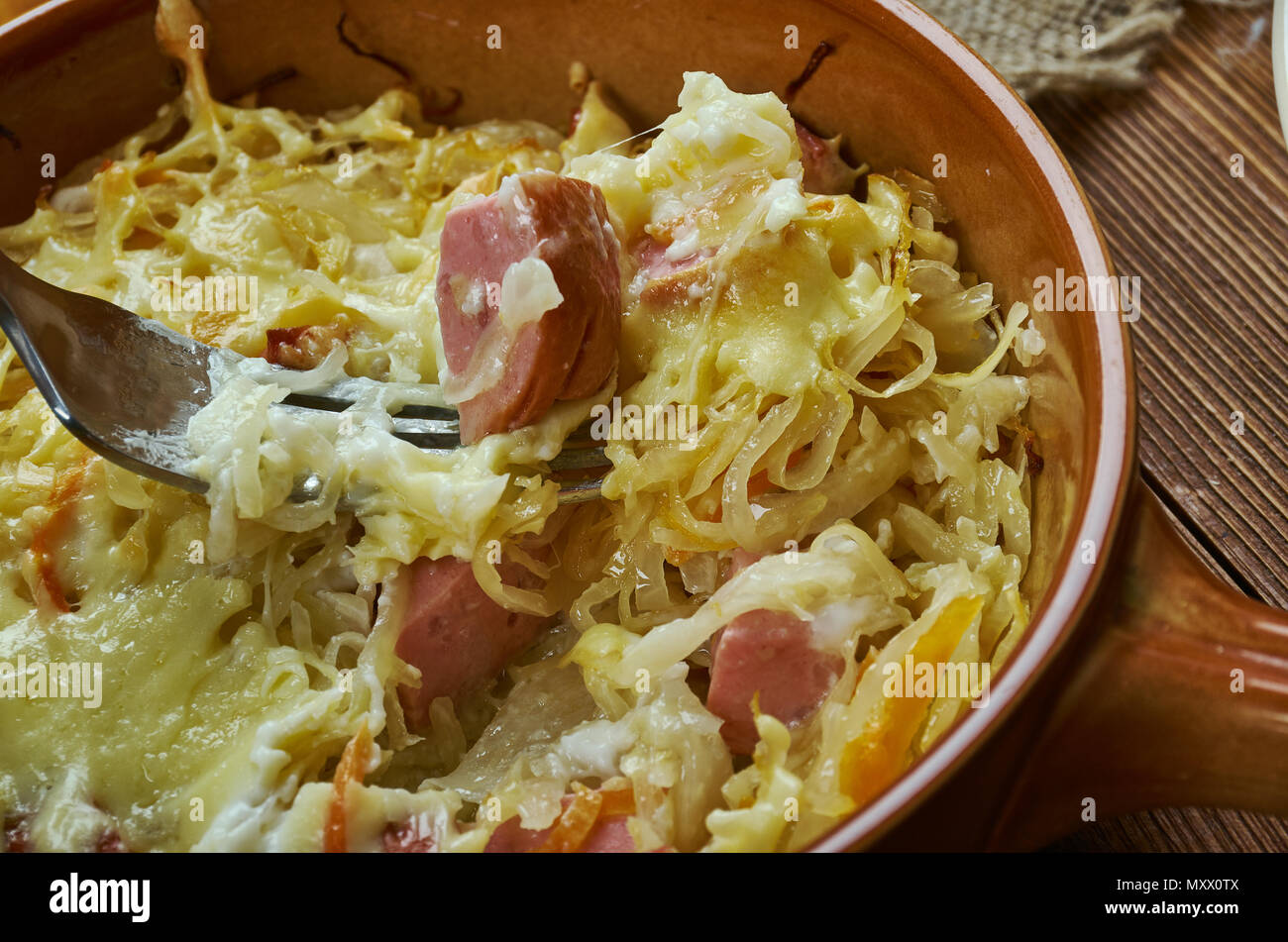 Bavarian cuisine , Traditional German Sauerkraut Casserole Stock Photo ...
