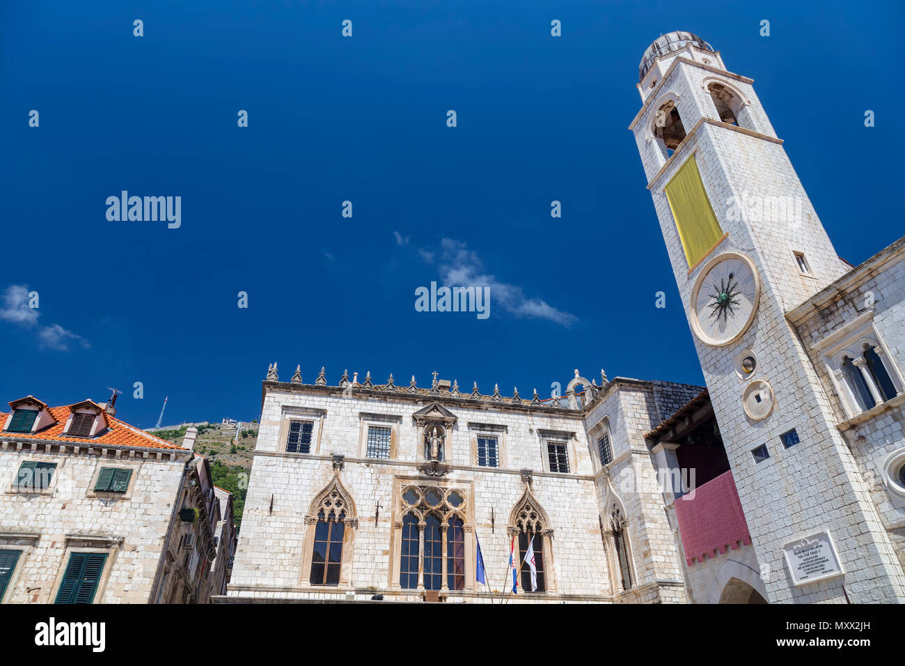 The Sponza Palace and clock tower in Dubrovnik, Croatia Stock Photo - Alamy