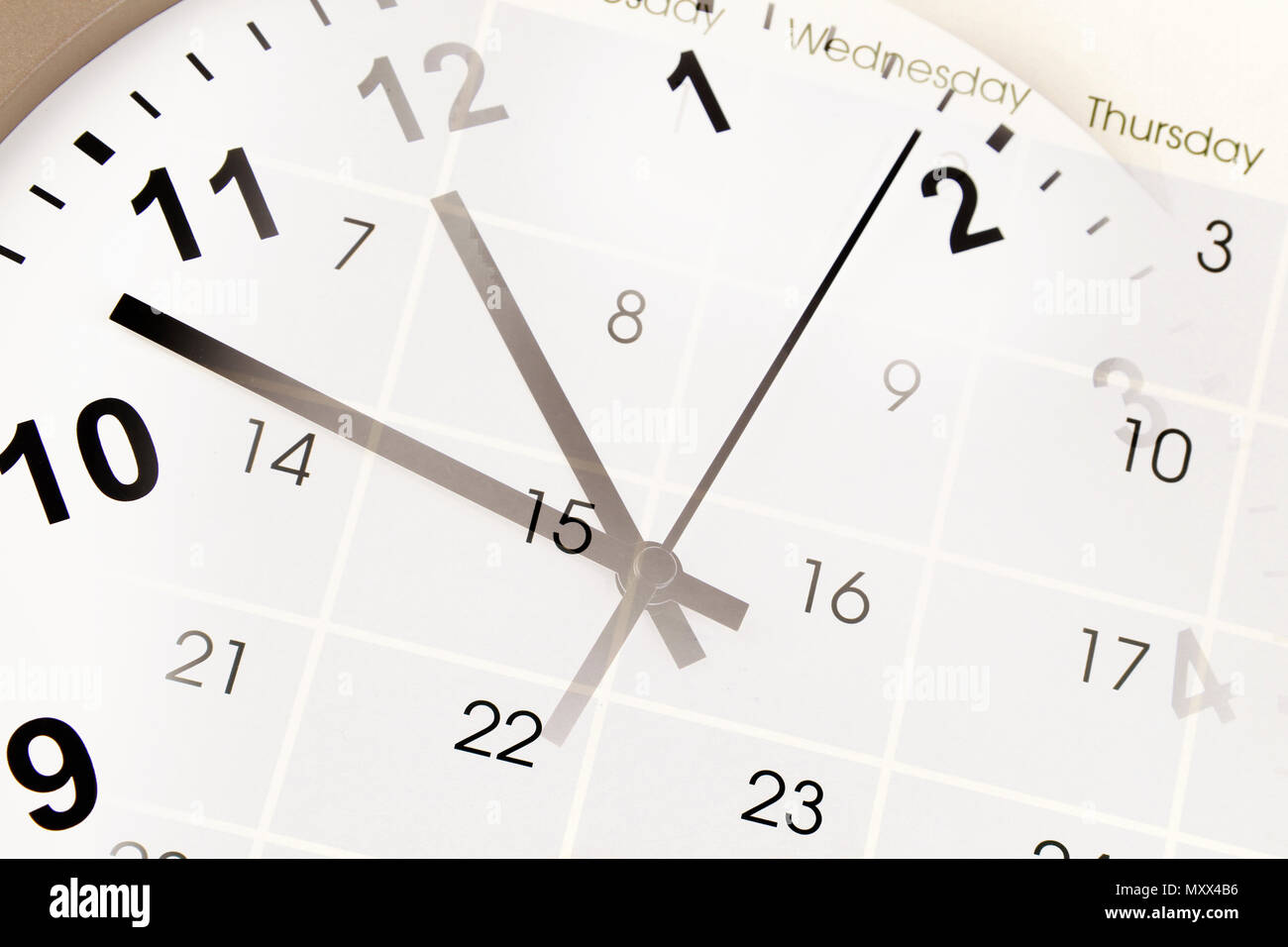 Clock face and calendar composite Stock Photo - Alamy