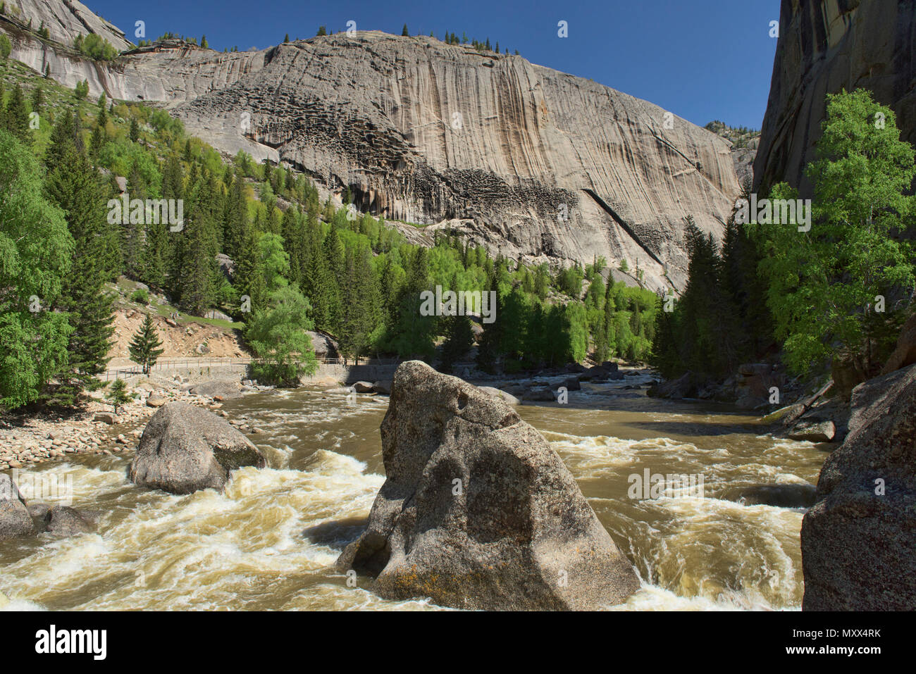 Looking down the Irtysh River, Keketuohai National Park, Xinjiang ...