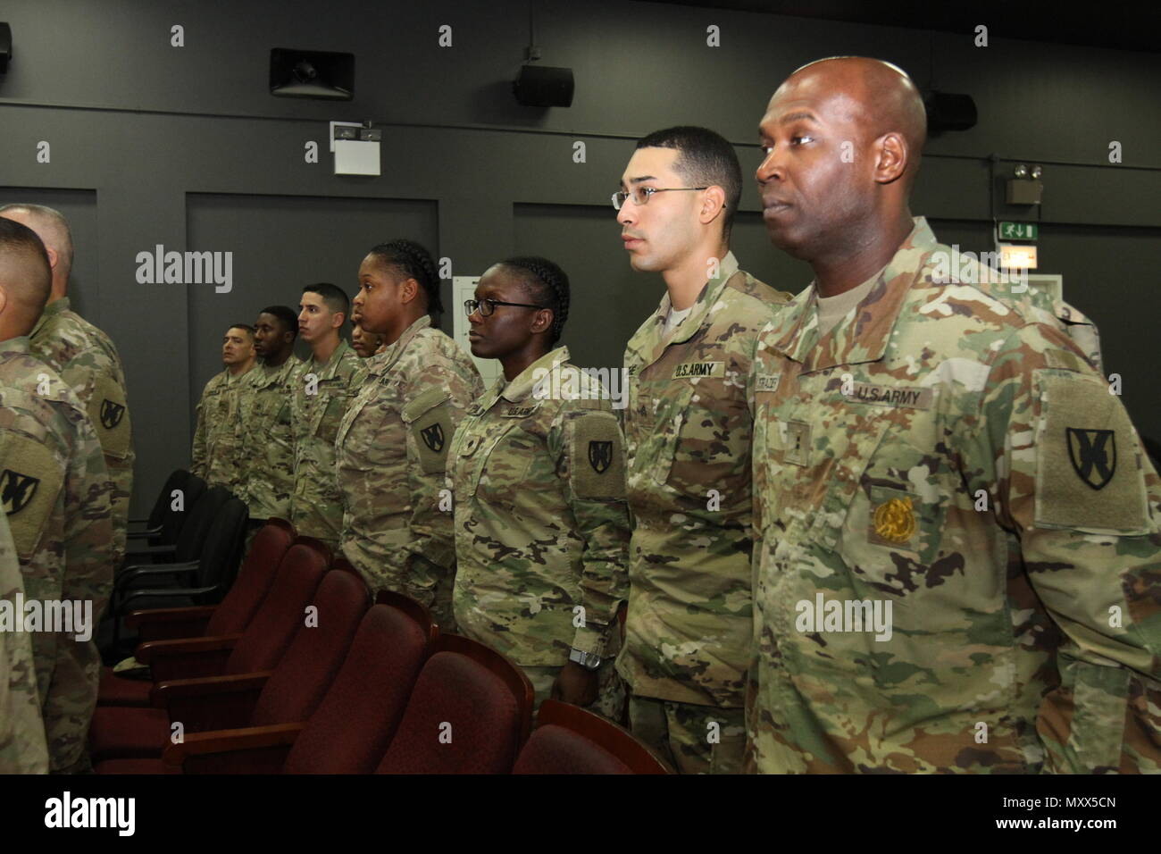 Soldier of the 1st Human Resources Sustainment Center stand during the ...