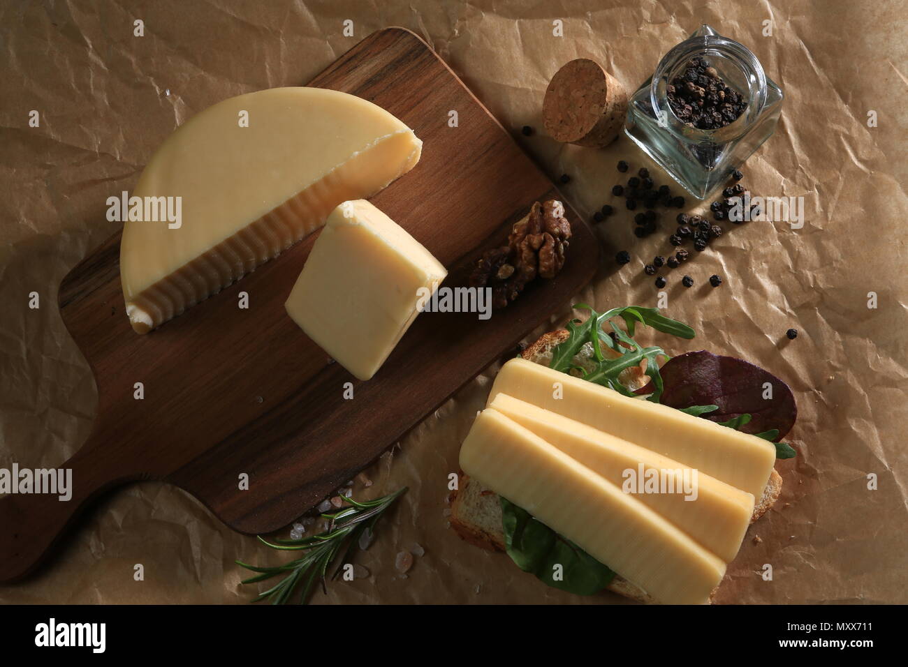 Different types of cheese slices Stock Photo - Alamy