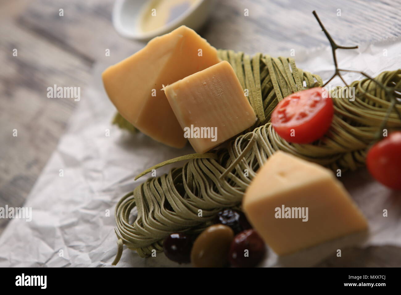 Slices of cheese arranged in a specific way Stock Photo - Alamy