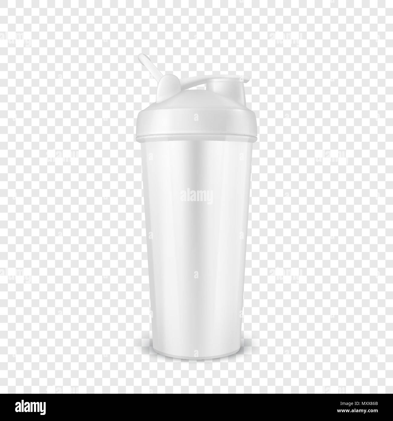 Vector realistic 3d white empty glossy metal shaker for sports ...