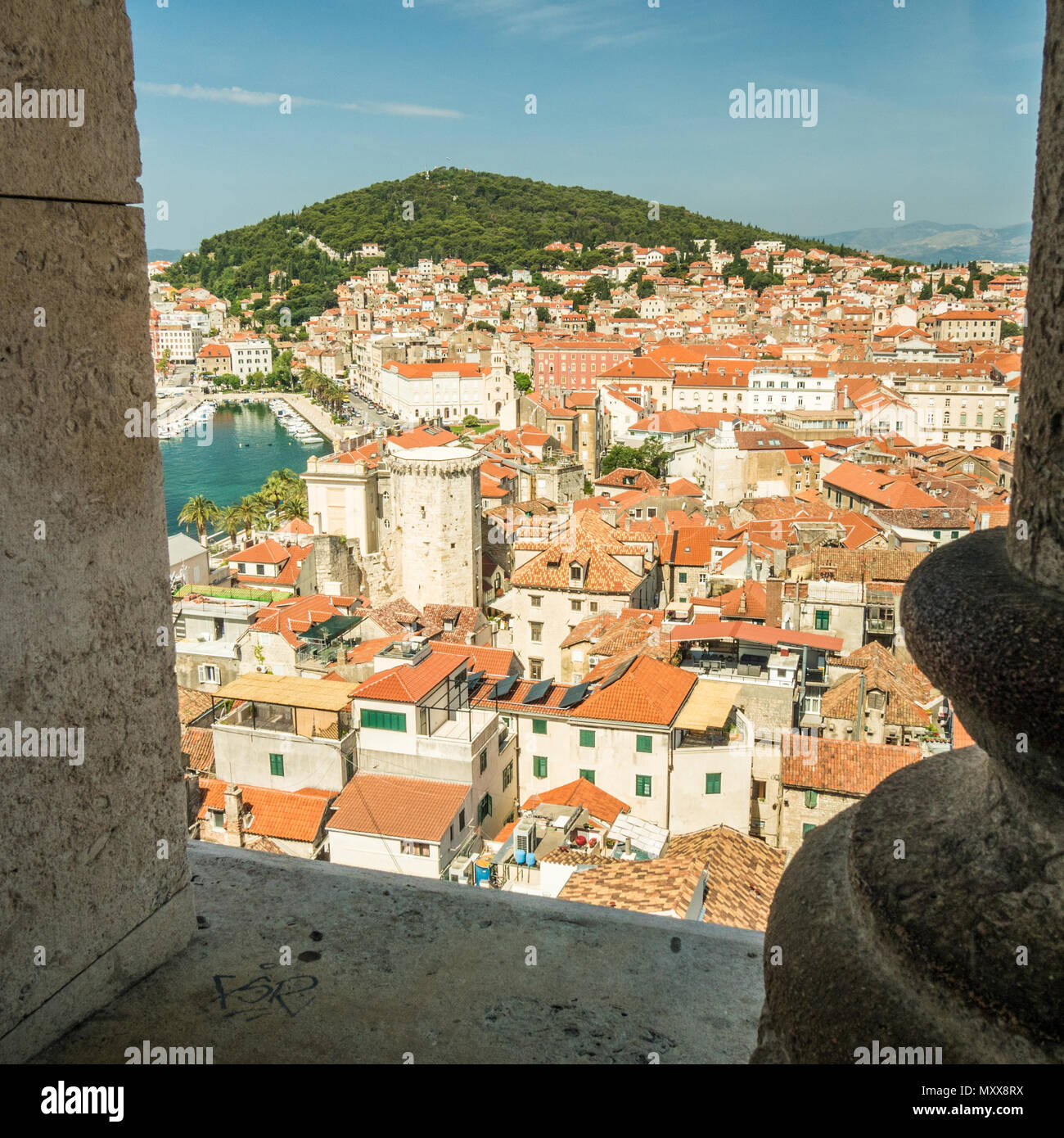 View from the bell tower of the Cathedral of Saint Domnius in Split ...