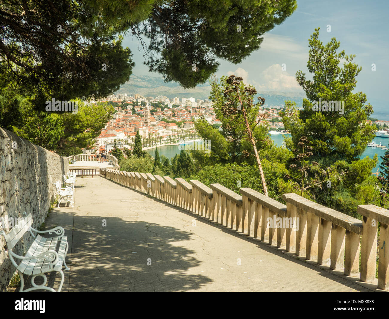 View from Marjan Hill / Marjan Park over Split and its harbour, Croatia ...