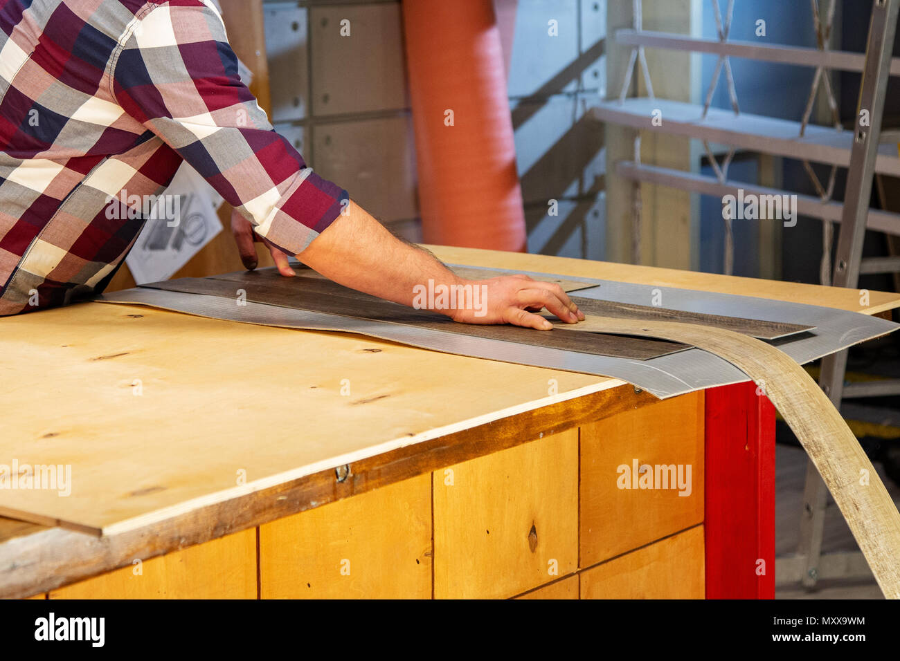 profession, carpentry, woodwork and people concept - carpenter working ...