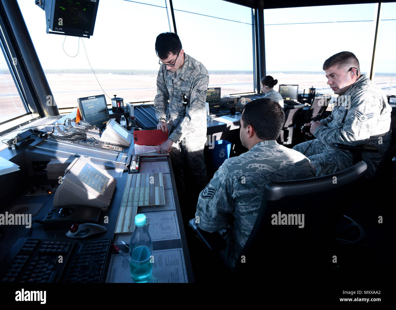 U.S. Air Force air traffic controllers from the 325th Operations ...