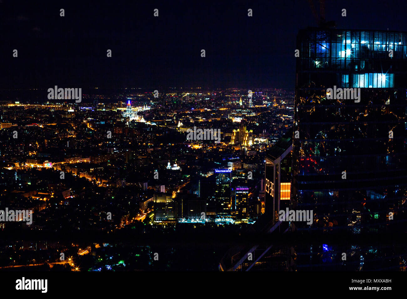 Aerial view cityscape at night Stock Photo - Alamy